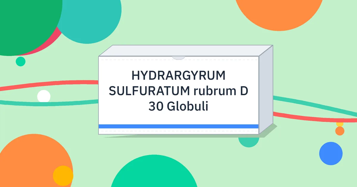 Symbolbild: Packung mit der Aufschrift HYDRARGYRUM SULFURATUM rubrum D 30 Globuli (PZN 15304616) – Verfügbarkeit und Bezug in Apotheken in Frankfurt am Main