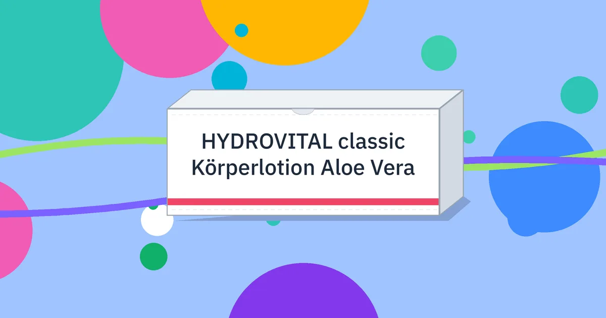 Symbolbild: Packung mit der Aufschrift HYDROVITAL classic Körperlotion Aloe Vera (PZN 08814297) – Verfügbarkeit und Bezug in Apotheken in Frankfurt am Main