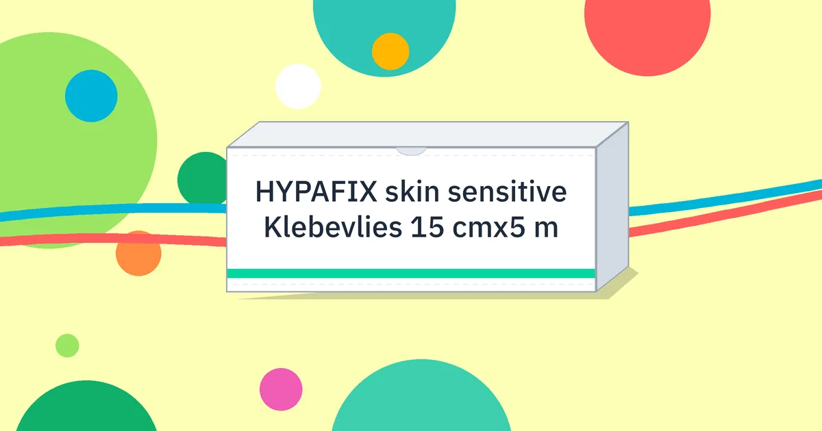 Symbolbild: Packung mit der Aufschrift HYPAFIX skin sensitive Klebevlies 15 cmx5 m (PZN 19701426) – Verfügbarkeit und Bezug in Apotheken in Frankfurt am Main