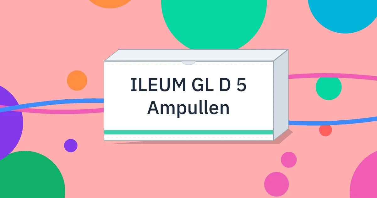 Symbolbild: Packung mit der Aufschrift ILEUM GL D 5 Ampullen (PZN 02879775) – Verfügbarkeit und Bezug in Apotheken in Frankfurt am Main
