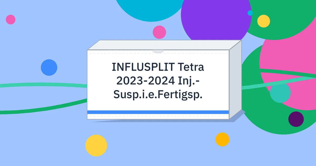Symbolbild: Packung mit der Aufschrift INFLUSPLIT Tetra 2023-2024 Inj.-Susp.i.e.Fertigsp. (PZN 18353555) – Verfügbarkeit und Bezug in Apotheken in Frankfurt am Main