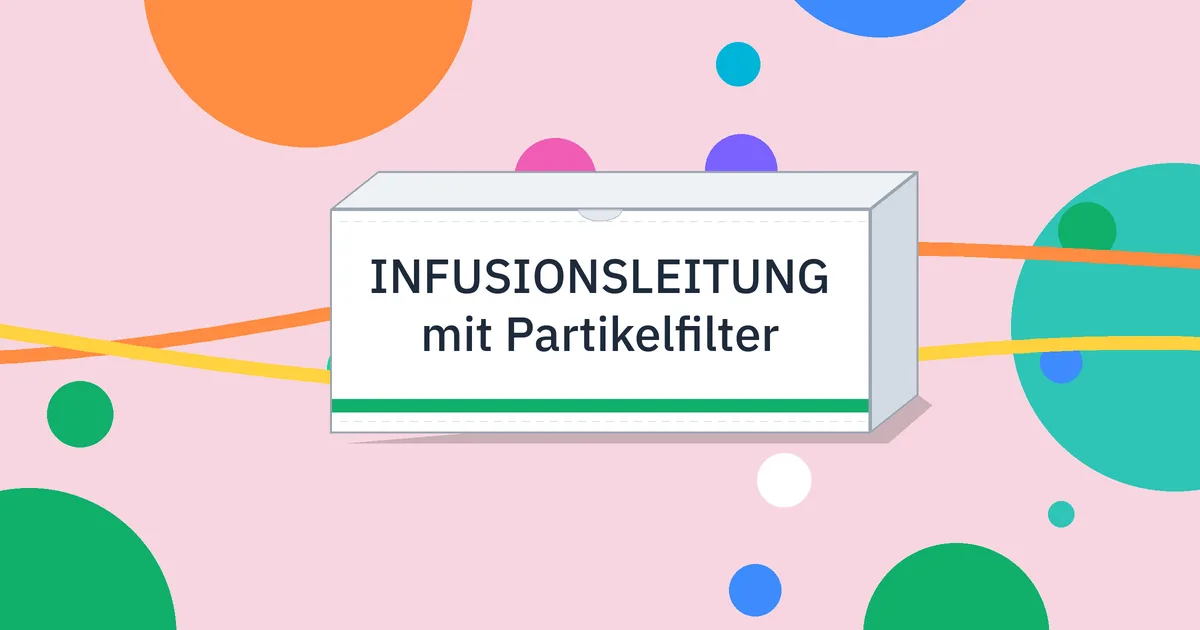 Symbolbild: Packung mit der Aufschrift INFUSIONSLEITUNG mit Partikelfilter (PZN 13426226) – Verfügbarkeit und Bezug in Apotheken in Frankfurt am Main