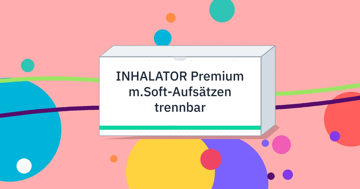 Symbolbild: Packung mit der Aufschrift INHALATOR Premium m.Soft-Aufsätzen trennbar (PZN 16515249) – Verfügbarkeit und Bezug in Apotheken in Frankfurt am Main