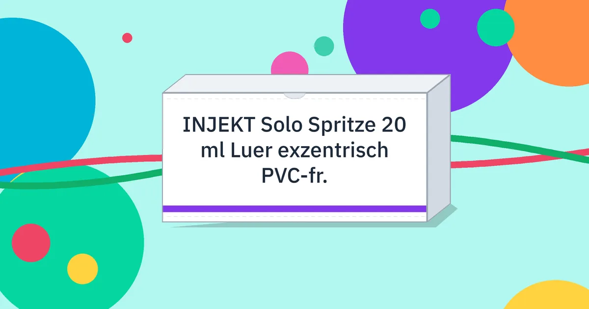 Symbolbild: Packung mit der Aufschrift INJEKT Solo Spritze 20 ml Luer exzentrisch PVC-fr. (PZN 02057932) – Verfügbarkeit und Bezug in Apotheken in Frankfurt am Main