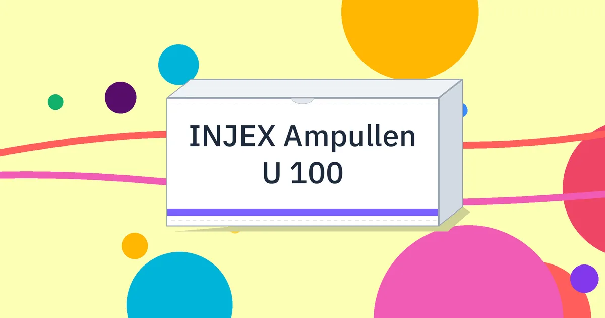 Symbolbild: Packung mit der Aufschrift INJEX Ampullen U 100 (PZN 07113523) – Verfügbarkeit und Bezug in Apotheken in Frankfurt am Main