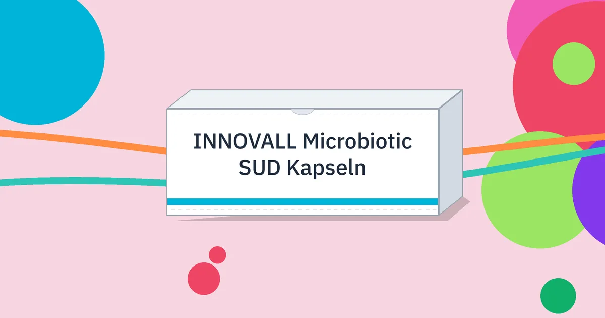 Symbolbild: Packung mit der Aufschrift INNOVALL Microbiotic SUD Kapseln (PZN 13785333) – Verfügbarkeit und Bezug in Apotheken in Frankfurt am Main