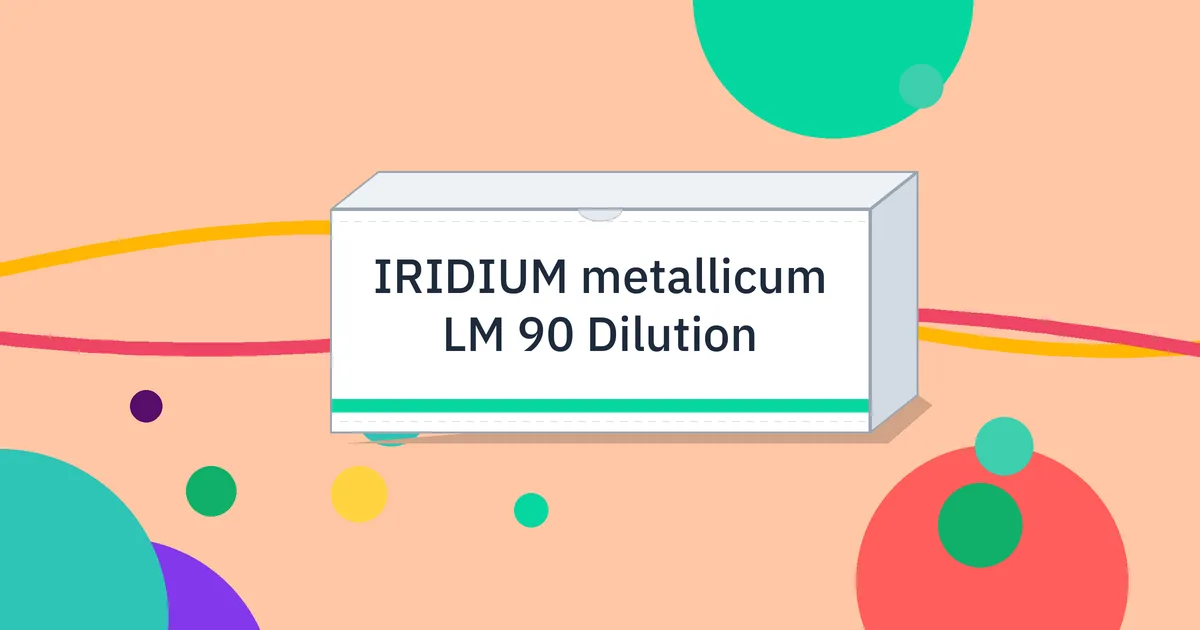 Symbolbild: Packung mit der Aufschrift IRIDIUM metallicum LM 90 Dilution (PZN 12913711) – Verfügbarkeit und Bezug in Apotheken in Frankfurt am Main