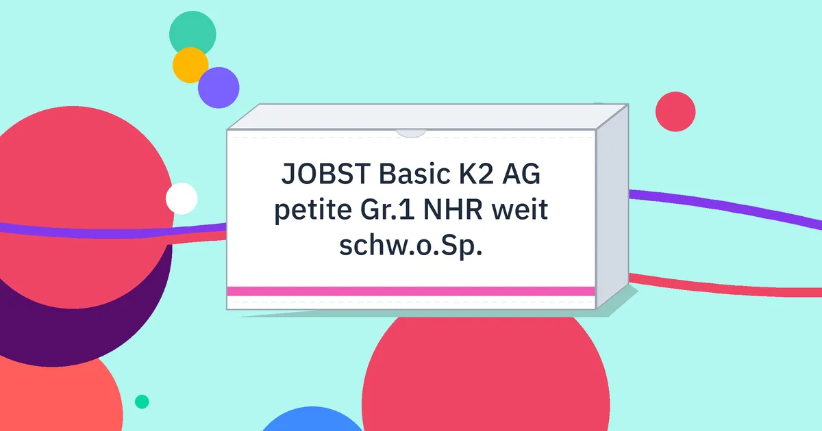 Symbolbild: Packung mit der Aufschrift JOBST Basic K2 AG petite Gr.1 NHR weit schw.o.Sp. (PZN 15311390) – Verfügbarkeit und Bezug in Apotheken in Frankfurt am Main