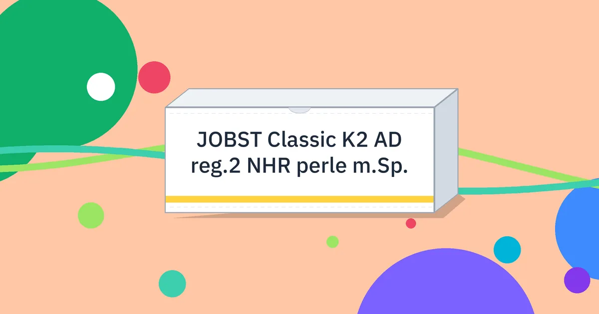 Symbolbild: Packung mit der Aufschrift JOBST Classic K2 AD reg.2 NHR perle m.Sp. (PZN 13061658) – Verfügbarkeit und Bezug in Apotheken in Frankfurt am Main