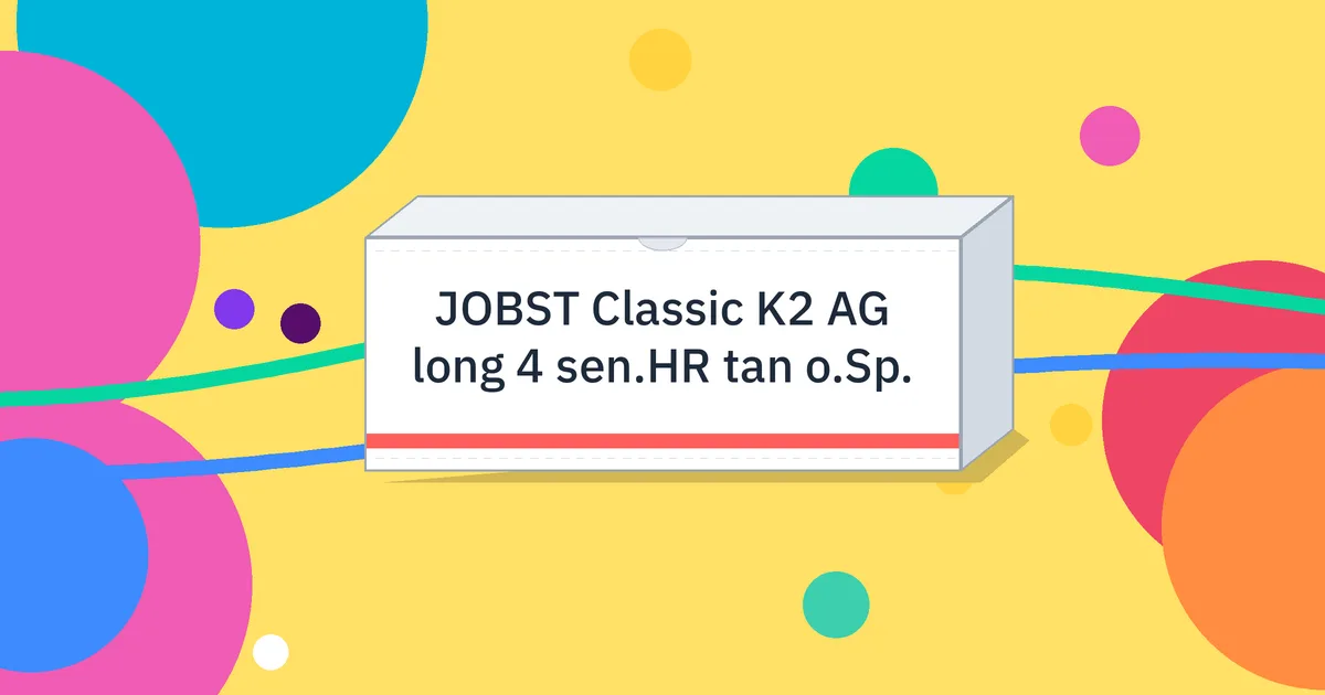 Symbolbild: Packung mit der Aufschrift JOBST Classic K2 AG long 4 sen.HR tan o.Sp. (PZN 17958842) – Verfügbarkeit und Bezug in Apotheken in Frankfurt am Main