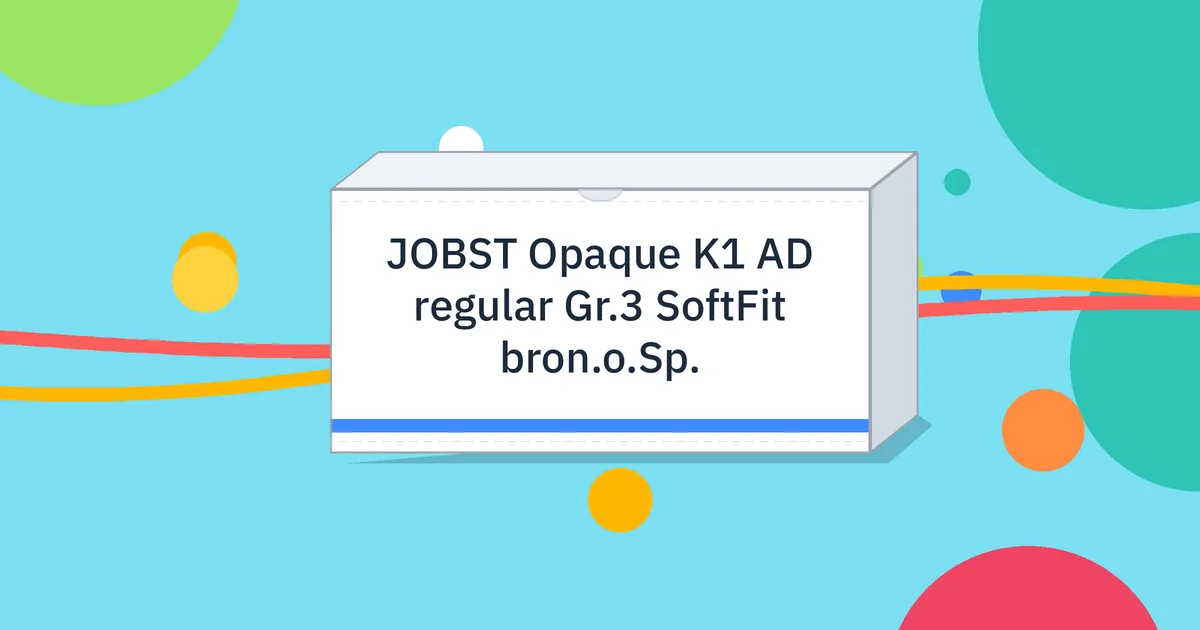 Symbolbild: Packung mit der Aufschrift JOBST Opaque K1 AD regular Gr.3 SoftFit bron.o.Sp. (PZN 13082844) – Verfügbarkeit und Bezug in Apotheken in Frankfurt am Main