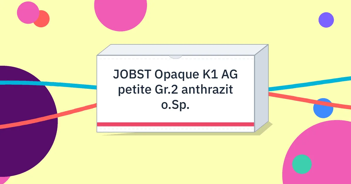 Symbolbild: Packung mit der Aufschrift JOBST Opaque K1 AG petite Gr.2 anthrazit o.Sp. (PZN 16271451) – Verfügbarkeit und Bezug in Apotheken in Frankfurt am Main