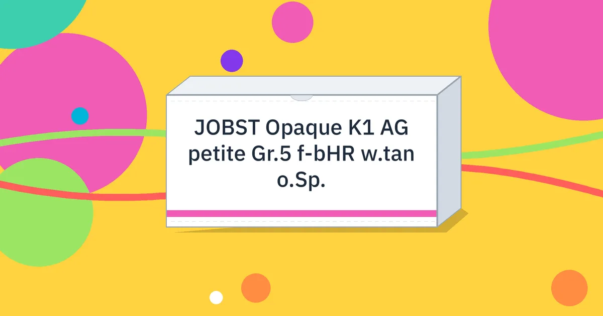 Symbolbild: Packung mit der Aufschrift JOBST Opaque K1 AG petite Gr.5 f-bHR w.tan o.Sp. (PZN 16269974) – Verfügbarkeit und Bezug in Apotheken in Frankfurt am Main