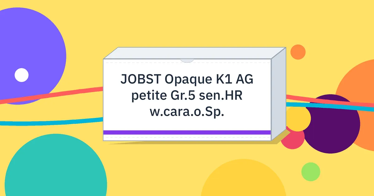 Symbolbild: Packung mit der Aufschrift JOBST Opaque K1 AG petite Gr.5 sen.HR w.cara.o.Sp. (PZN 13089266) – Verfügbarkeit und Bezug in Apotheken in Frankfurt am Main