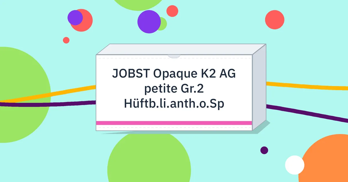 Symbolbild: Packung mit der Aufschrift JOBST Opaque K2 AG petite Gr.2 Hüftb.li.anth.o.Sp (PZN 16288730) – Verfügbarkeit und Bezug in Apotheken in Frankfurt am Main