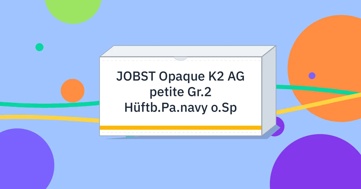 Symbolbild: Packung mit der Aufschrift JOBST Opaque K2 AG petite Gr.2 Hüftb.Pa.navy o.Sp (PZN 13114685) – Verfügbarkeit und Bezug in Apotheken in Frankfurt am Main