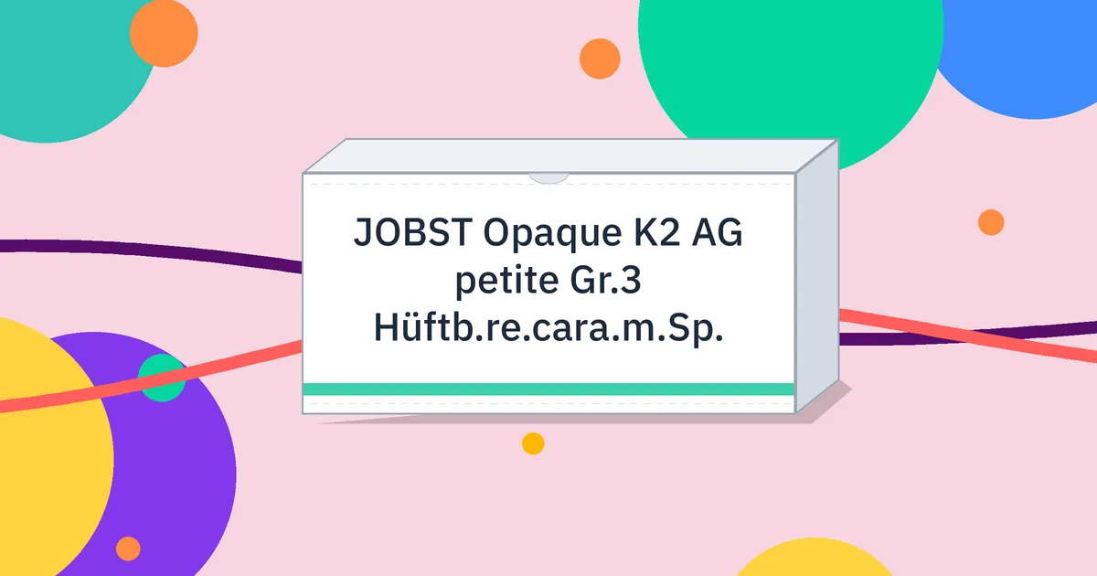 Symbolbild: Packung mit der Aufschrift JOBST Opaque K2 AG petite Gr.3 Hüftb.re.cara.m.Sp. (PZN 13114981) – Verfügbarkeit und Bezug in Apotheken in Frankfurt am Main