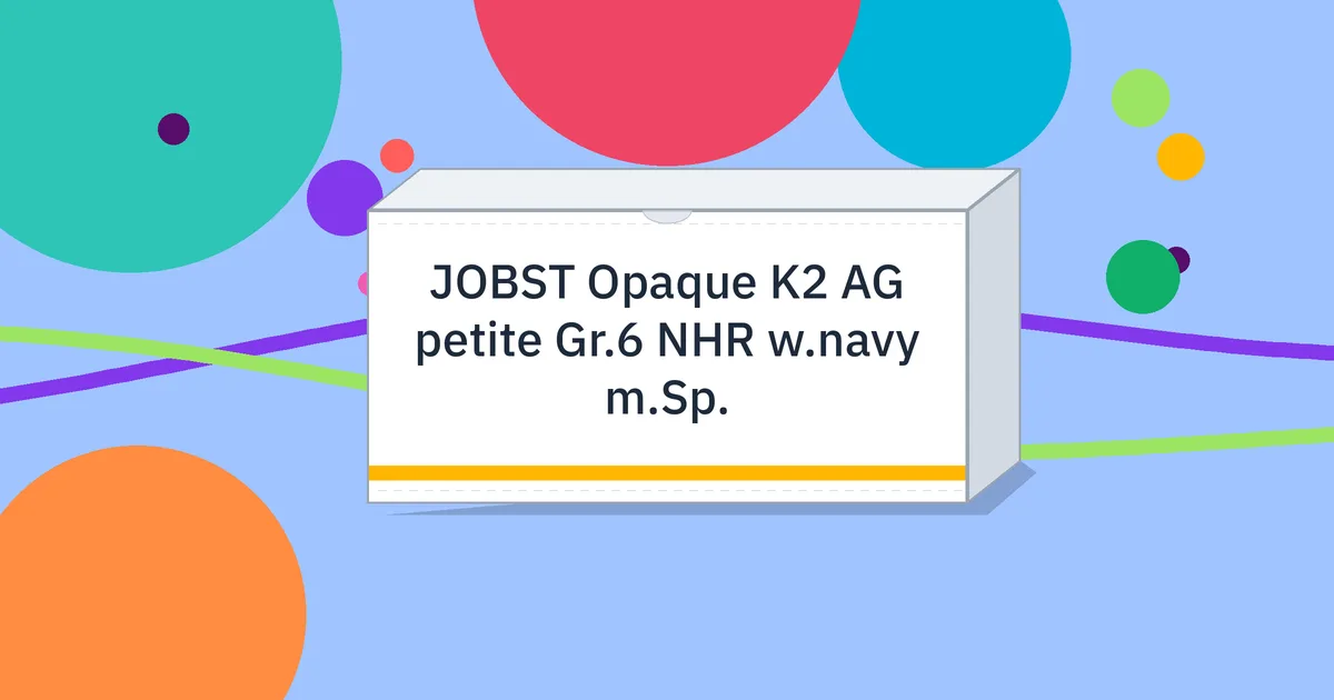 Symbolbild: Packung mit der Aufschrift JOBST Opaque K2 AG petite Gr.6 NHR w.navy m.Sp. (PZN 13112611) – Verfügbarkeit und Bezug in Apotheken in Frankfurt am Main