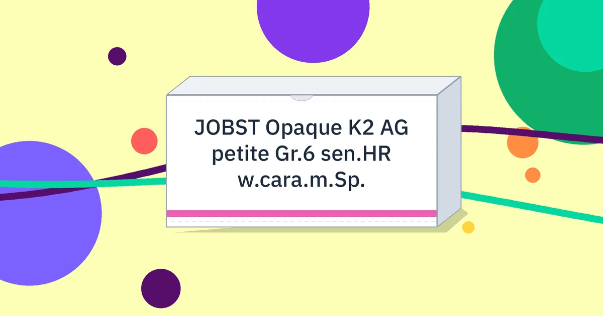 Symbolbild: Packung mit der Aufschrift JOBST Opaque K2 AG petite Gr.6 sen.HR w.cara.m.Sp. (PZN 11256926) – Verfügbarkeit und Bezug in Apotheken in Frankfurt am Main