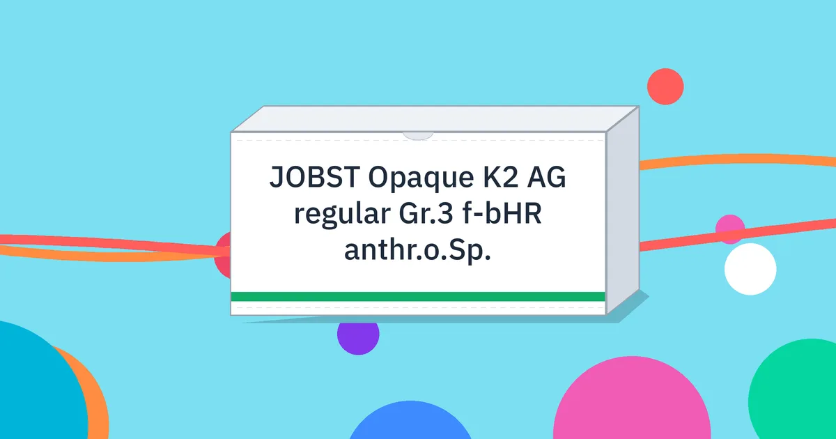 Symbolbild: Packung mit der Aufschrift JOBST Opaque K2 AG regular Gr.3 f-bHR anthr.o.Sp. (PZN 16282644) – Verfügbarkeit und Bezug in Apotheken in Frankfurt am Main