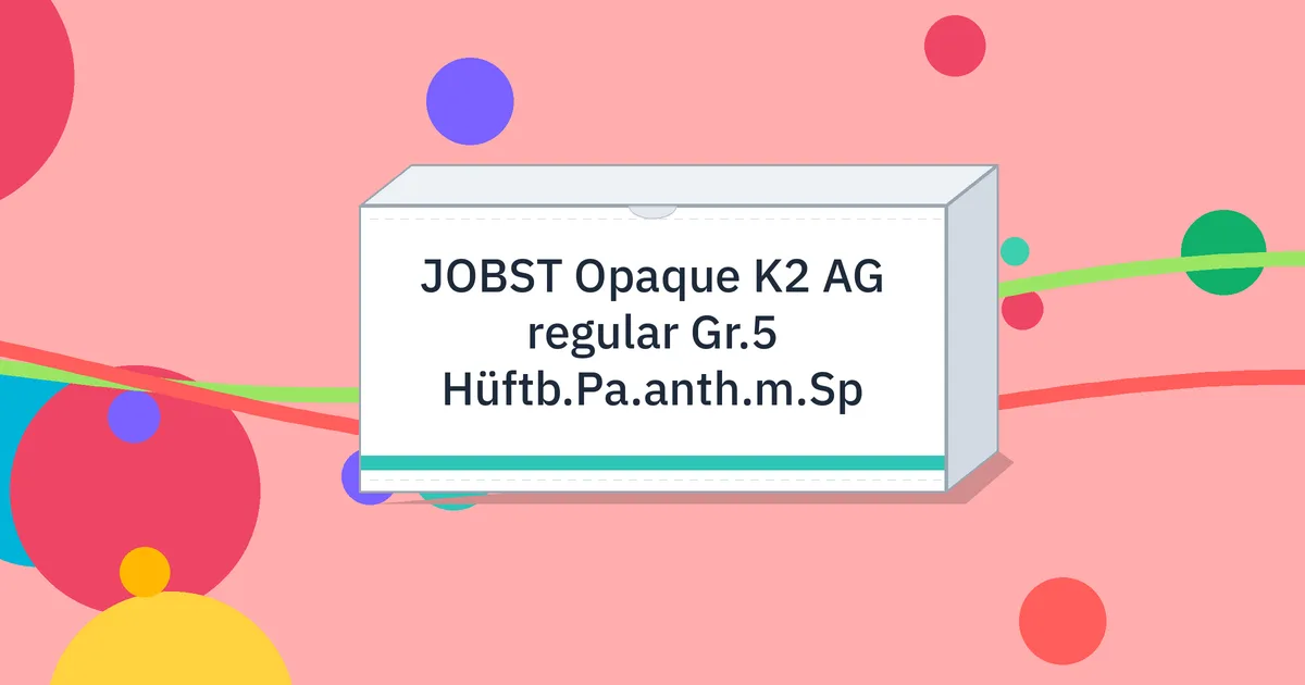 Symbolbild: Packung mit der Aufschrift JOBST Opaque K2 AG regular Gr.5 Hüftb.Pa.anth.m.Sp (PZN 16287819) – Verfügbarkeit und Bezug in Apotheken in Frankfurt am Main