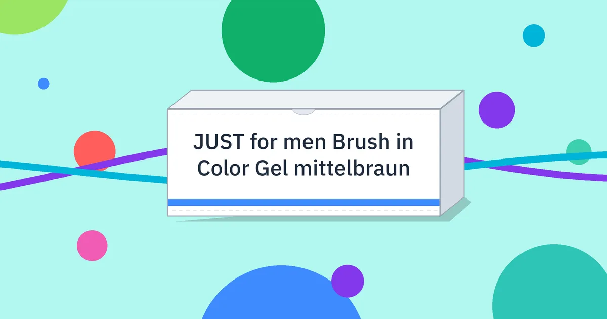 Symbolbild: Packung mit der Aufschrift JUST for men Brush in Color Gel mittelbraun (PZN 01465480) – Verfügbarkeit und Bezug in Apotheken in Frankfurt am Main