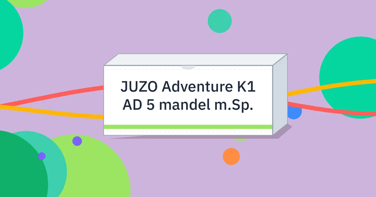 Symbolbild: Packung mit der Aufschrift JUZO Adventure K1 AD 5 mandel m.Sp. (PZN 14971724) – Verfügbarkeit und Bezug in Apotheken in Frankfurt am Main