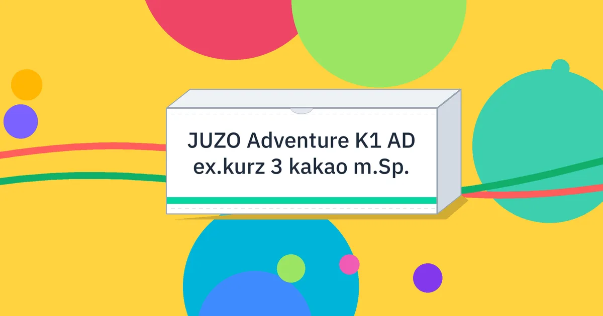 Symbolbild: Packung mit der Aufschrift JUZO Adventure K1 AD ex.kurz 3 kakao m.Sp. (PZN 14977649) – Verfügbarkeit und Bezug in Apotheken in Frankfurt am Main