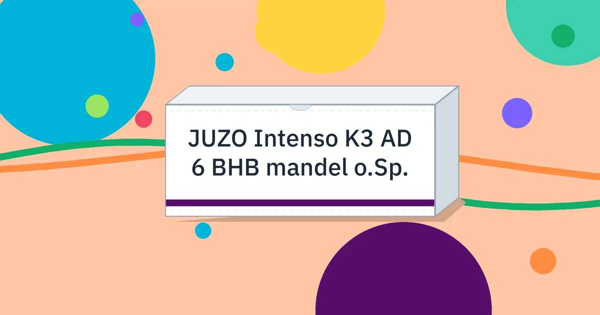 Symbolbild: Packung mit der Aufschrift JUZO Intenso K3 AD 6 BHB mandel o.Sp. (PZN 18645157) – Verfügbarkeit und Bezug in Apotheken in Frankfurt am Main