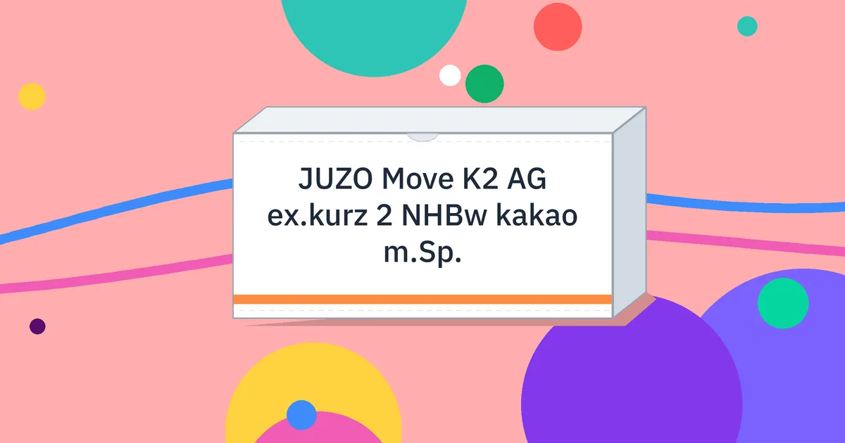 Symbolbild: Packung mit der Aufschrift JUZO Move K2 AG ex.kurz 2 NHBw kakao m.Sp. (PZN 18562684) – Verfügbarkeit und Bezug in Apotheken in Frankfurt am Main