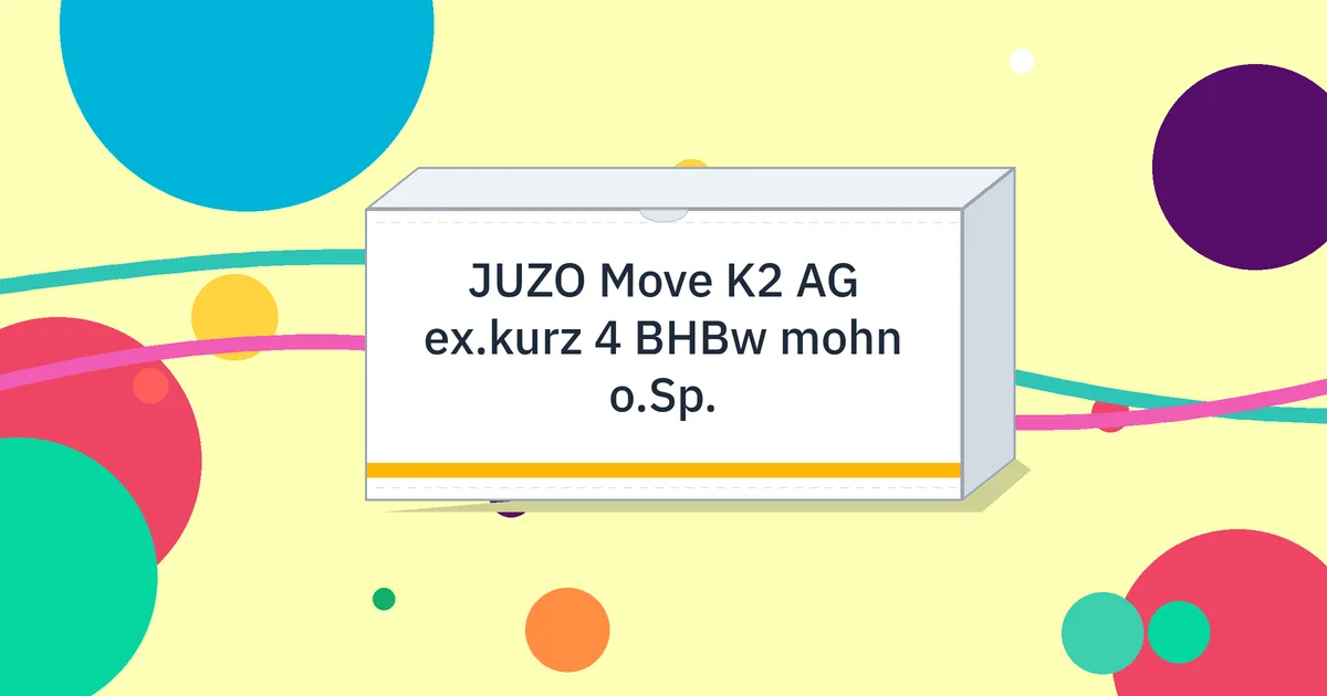 Symbolbild: Packung mit der Aufschrift JUZO Move K2 AG ex.kurz 4 BHBw mohn o.Sp. (PZN 18565961) – Verfügbarkeit und Bezug in Apotheken in Frankfurt am Main