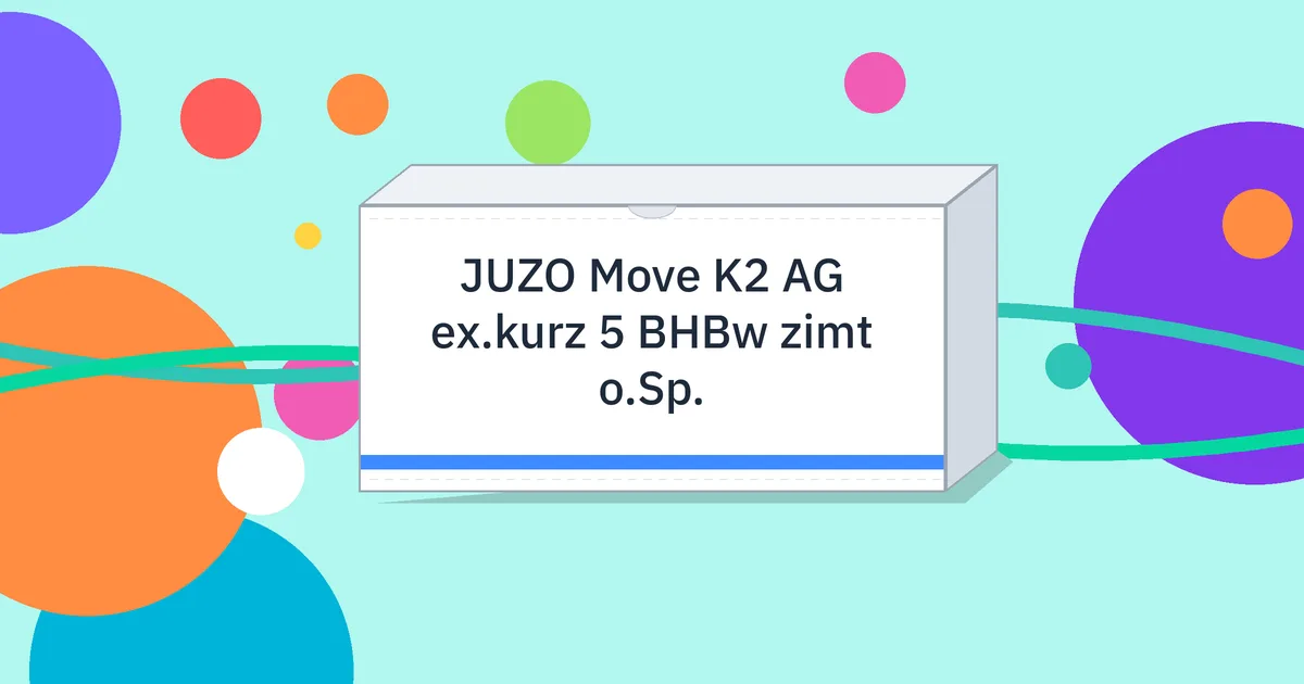 Symbolbild: Packung mit der Aufschrift JUZO Move K2 AG ex.kurz 5 BHBw zimt o.Sp. (PZN 18534305) – Verfügbarkeit und Bezug in Apotheken in Frankfurt am Main