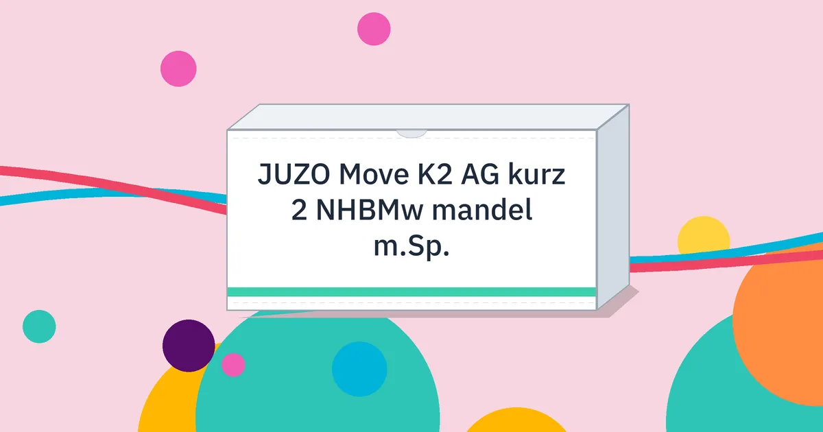 Symbolbild: Packung mit der Aufschrift JUZO Move K2 AG kurz 2 NHBMw mandel m.Sp. (PZN 16644254) – Verfügbarkeit und Bezug in Apotheken in Frankfurt am Main