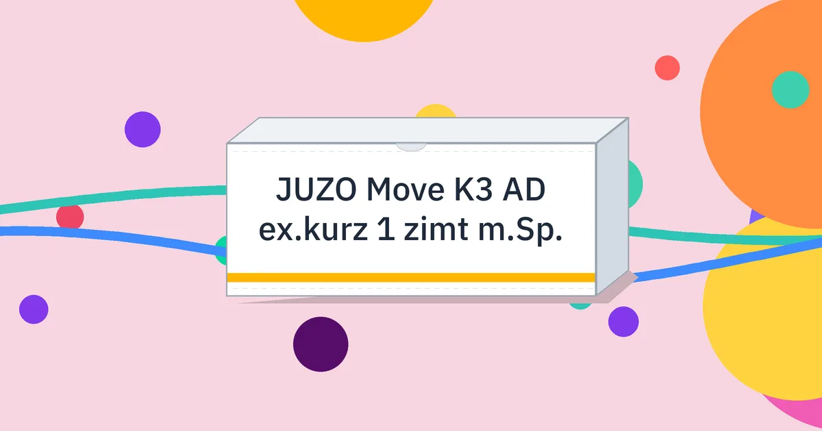 Symbolbild: Packung mit der Aufschrift JUZO Move K3 AD ex.kurz 1 zimt m.Sp. (PZN 18569203) – Verfügbarkeit und Bezug in Apotheken in Frankfurt am Main