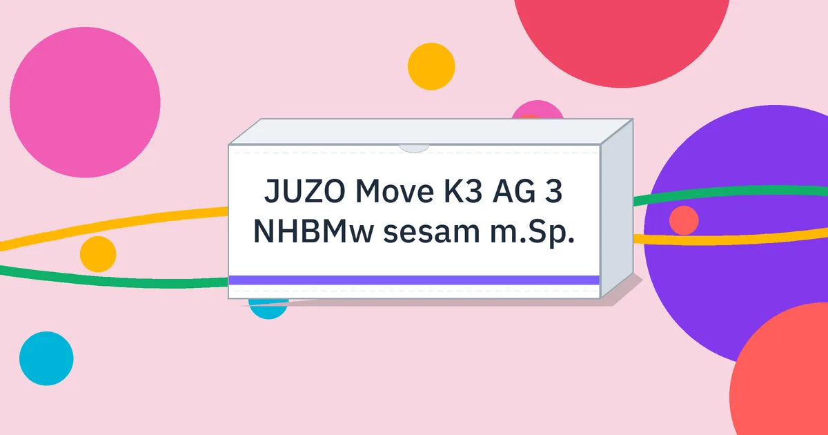 Symbolbild: Packung mit der Aufschrift JUZO Move K3 AG 3 NHBMw sesam m.Sp. (PZN 18575020) – Verfügbarkeit und Bezug in Apotheken in Frankfurt am Main