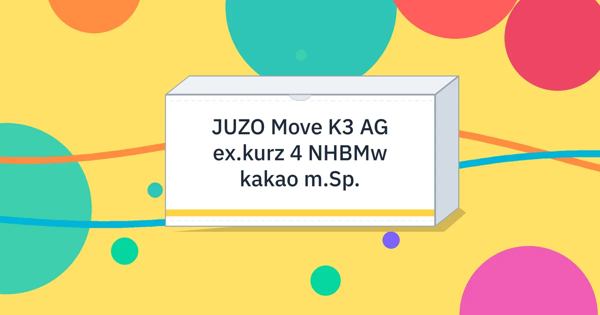 Symbolbild: Packung mit der Aufschrift JUZO Move K3 AG ex.kurz 4 NHBMw kakao m.Sp. (PZN 18594885) – Verfügbarkeit und Bezug in Apotheken in Frankfurt am Main