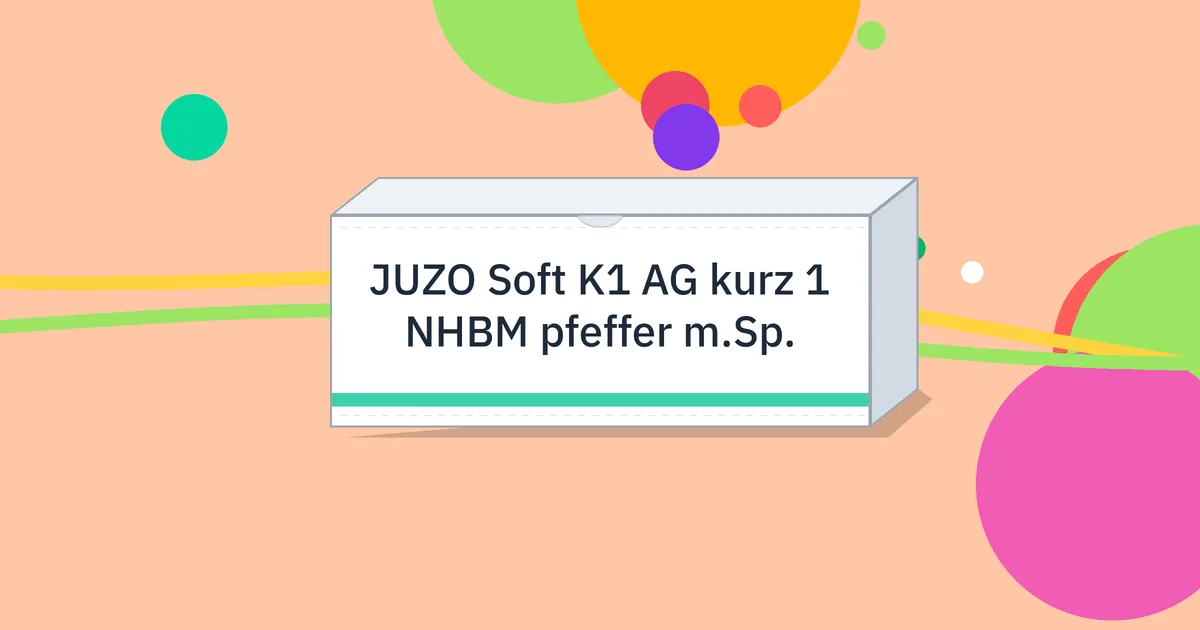 Symbolbild: Packung mit der Aufschrift JUZO Soft K1 AG kurz 1 NHBM pfeffer m.Sp. (PZN 14999711) – Verfügbarkeit und Bezug in Apotheken in Frankfurt am Main