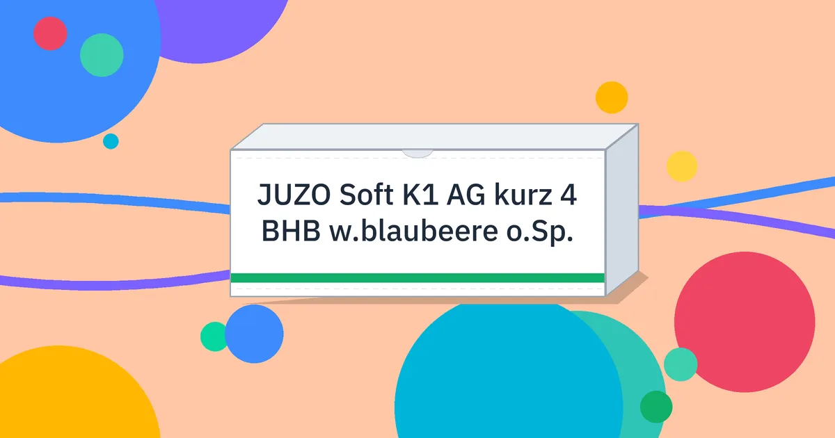 Symbolbild: Packung mit der Aufschrift JUZO Soft K1 AG kurz 4 BHB w.blaubeere o.Sp. (PZN 14838882) – Verfügbarkeit und Bezug in Apotheken in Frankfurt am Main