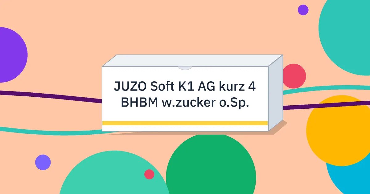 Symbolbild: Packung mit der Aufschrift JUZO Soft K1 AG kurz 4 BHBM w.zucker o.Sp. (PZN 14865287) – Verfügbarkeit und Bezug in Apotheken in Frankfurt am Main