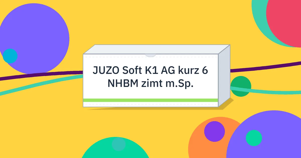 Symbolbild: Packung mit der Aufschrift JUZO Soft K1 AG kurz 6 NHBM zimt m.Sp. (PZN 15000336) – Verfügbarkeit und Bezug in Apotheken in Frankfurt am Main