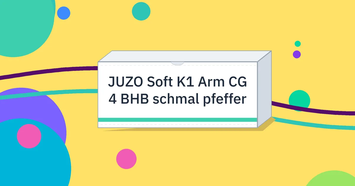 Symbolbild: Packung mit der Aufschrift JUZO Soft K1 Arm CG 4 BHB schmal pfeffer (PZN 15507503) – Verfügbarkeit und Bezug in Apotheken in Frankfurt am Main