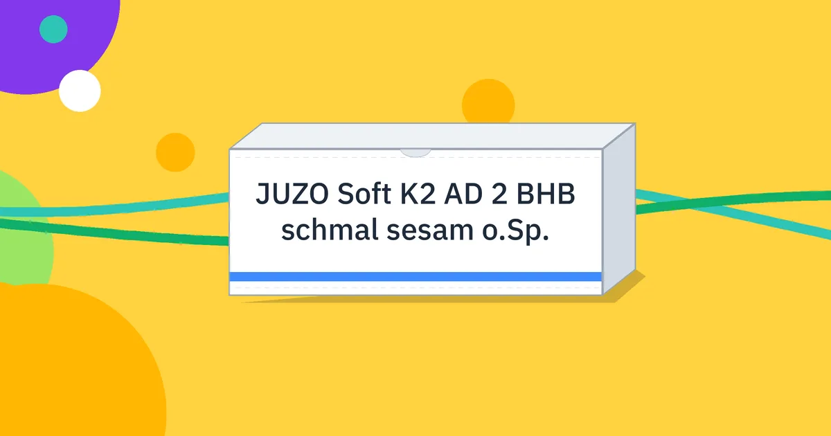 Symbolbild: Packung mit der Aufschrift JUZO Soft K2 AD 2 BHB schmal sesam o.Sp. (PZN 15467005) – Verfügbarkeit und Bezug in Apotheken in Frankfurt am Main