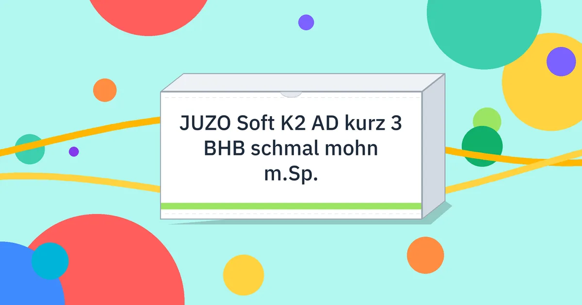 Symbolbild: Packung mit der Aufschrift JUZO Soft K2 AD kurz 3 BHB schmal mohn m.Sp. (PZN 15465963) – Verfügbarkeit und Bezug in Apotheken in Frankfurt am Main