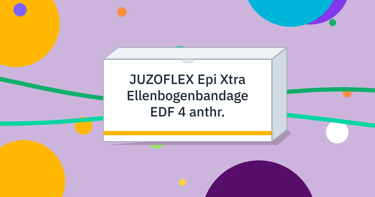 Symbolbild: Packung mit der Aufschrift JUZOFLEX Epi Xtra Ellenbogenbandage EDF 4 anthr. (PZN 16635775) – Verfügbarkeit und Bezug in Apotheken in Frankfurt am Main