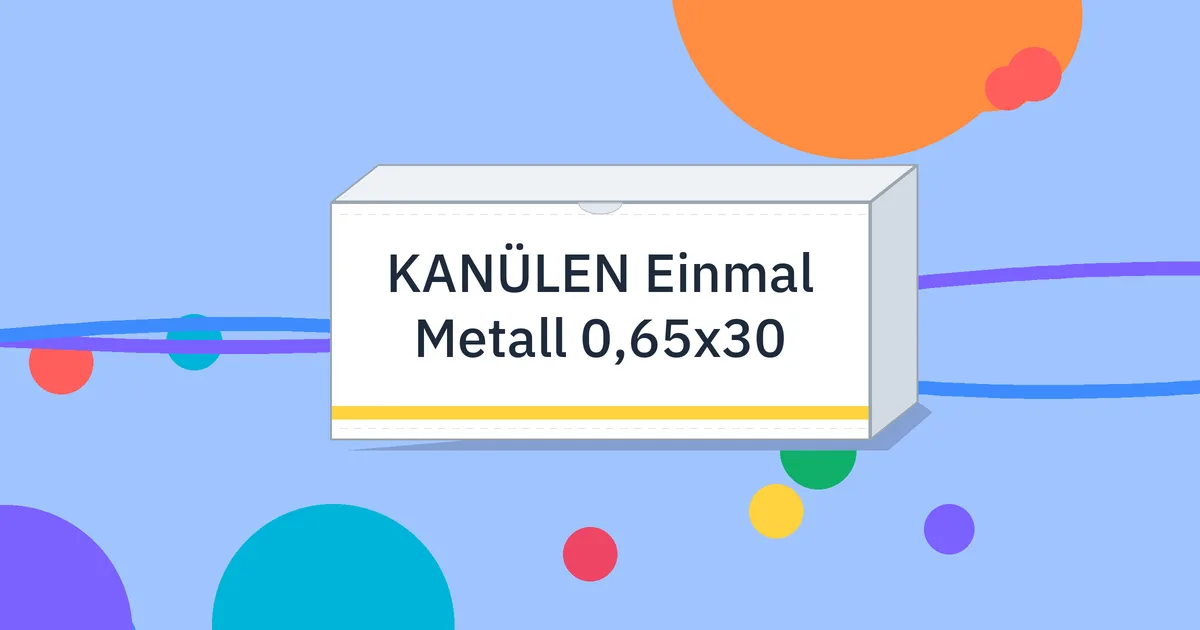Symbolbild: Packung mit der Aufschrift KANÜLEN Einmal Metall 0,65x30 (PZN 01729370) – Verfügbarkeit und Bezug in Apotheken in Frankfurt am Main