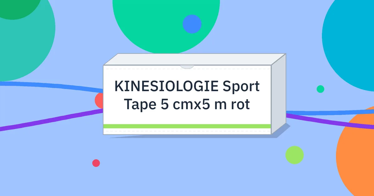 Symbolbild: Packung mit der Aufschrift KINESIOLOGIE Sport Tape 5 cmx5 m rot (PZN 05388569) – Verfügbarkeit und Bezug in Apotheken in Frankfurt am Main