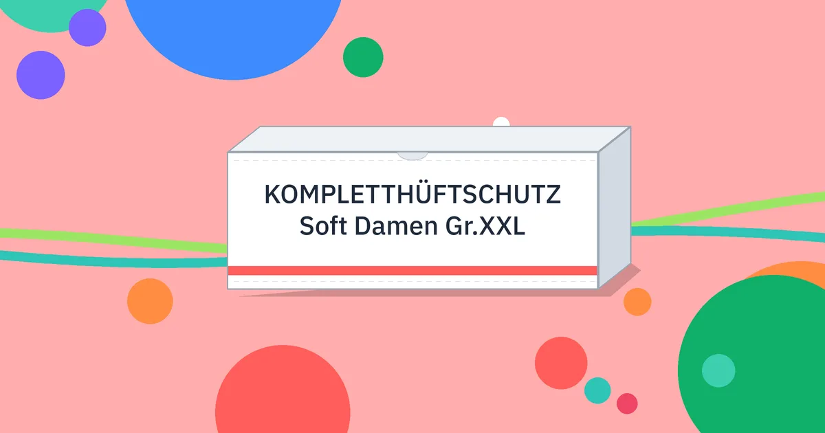 Symbolbild: Packung mit der Aufschrift KOMPLETTHÜFTSCHUTZ Soft Damen Gr.XXL (PZN 09295994) – Verfügbarkeit und Bezug in Apotheken in Frankfurt am Main