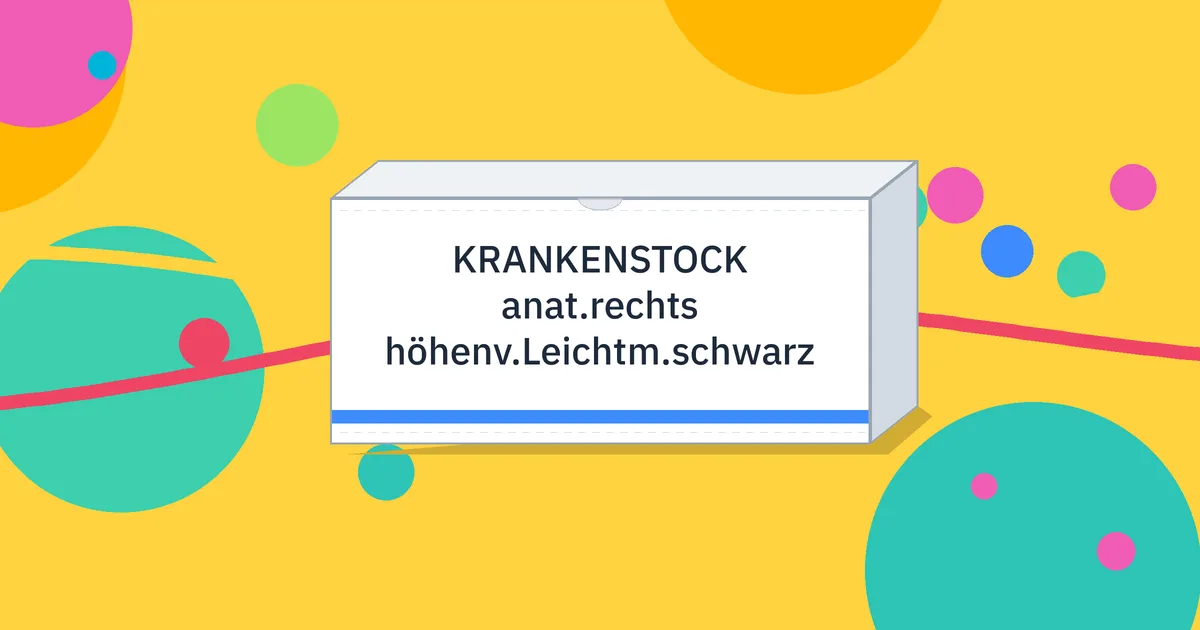 Symbolbild: Packung mit der Aufschrift KRANKENSTOCK anat.rechts höhenv.Leichtm.schwarz (PZN 01586812) – Verfügbarkeit und Bezug in Apotheken in Frankfurt am Main