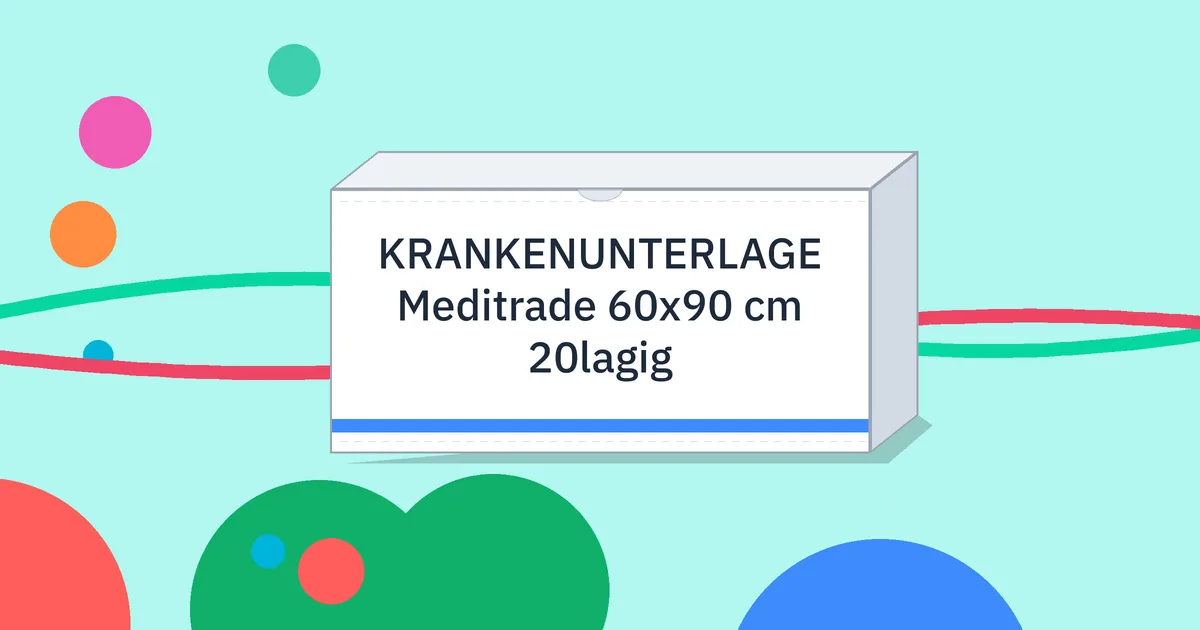 Symbolbild: Packung mit der Aufschrift KRANKENUNTERLAGE Meditrade 60x90 cm 20lagig (PZN 00561052) – Verfügbarkeit und Bezug in Apotheken in Frankfurt am Main