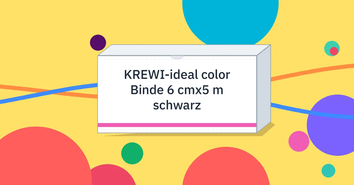 Symbolbild: Packung mit der Aufschrift KREWI-ideal color Binde 6 cmx5 m schwarz (PZN 17301361) – Verfügbarkeit und Bezug in Apotheken in Frankfurt am Main